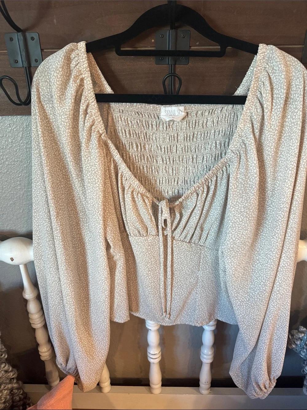 Sienna Sky | Tops | Sienna Sky Beige Cream Smocked Peasant Blouse With ...